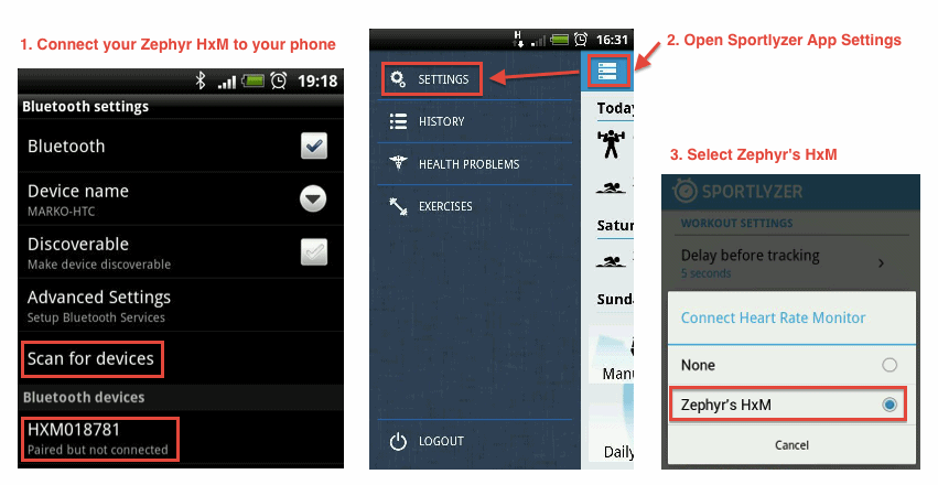 Connecting Zephyr HxM to Sportlyzer Android app | Sportlyzer